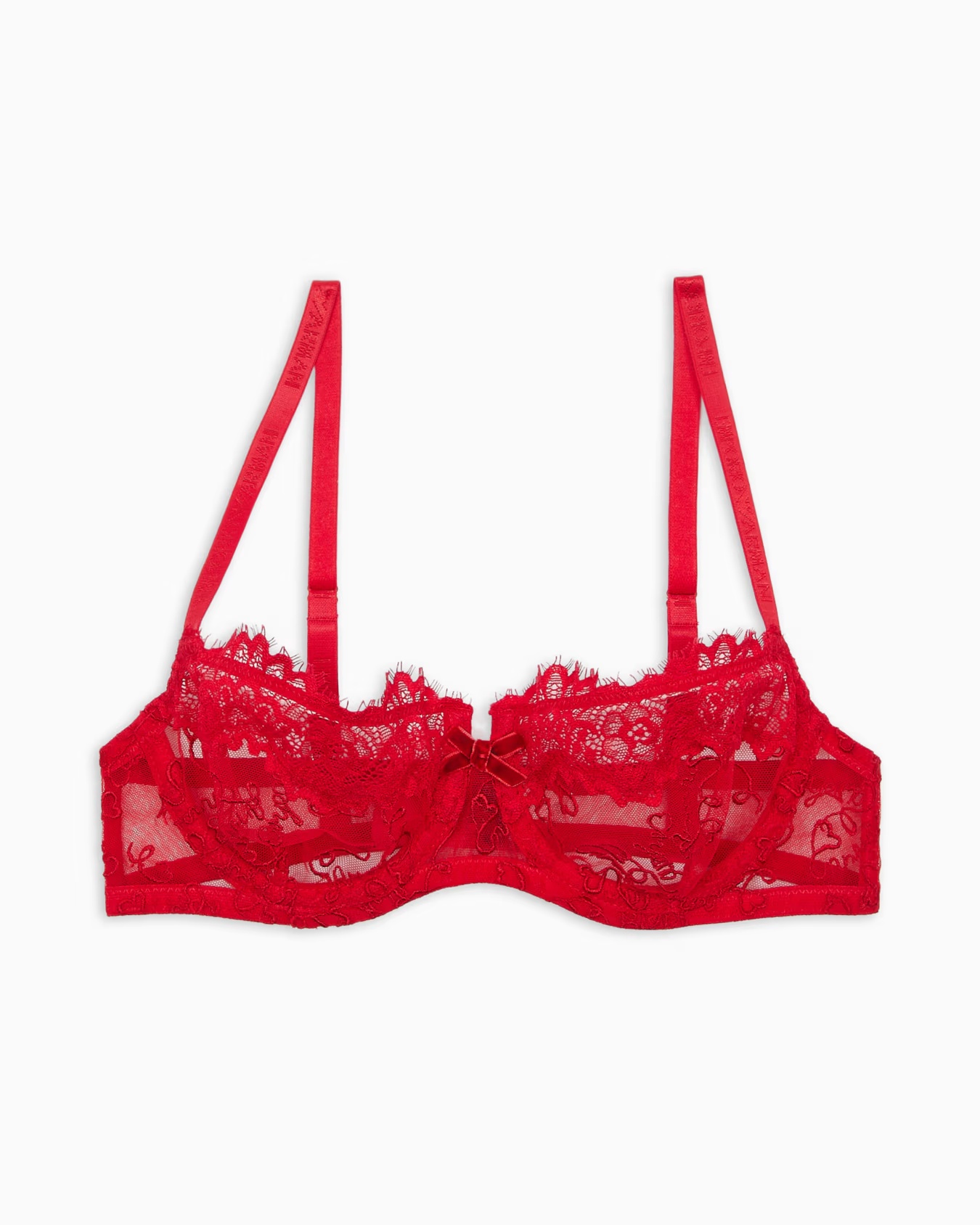 Mesh Balconette Bra With All-over Holidays Logo Embroidery - Armani
