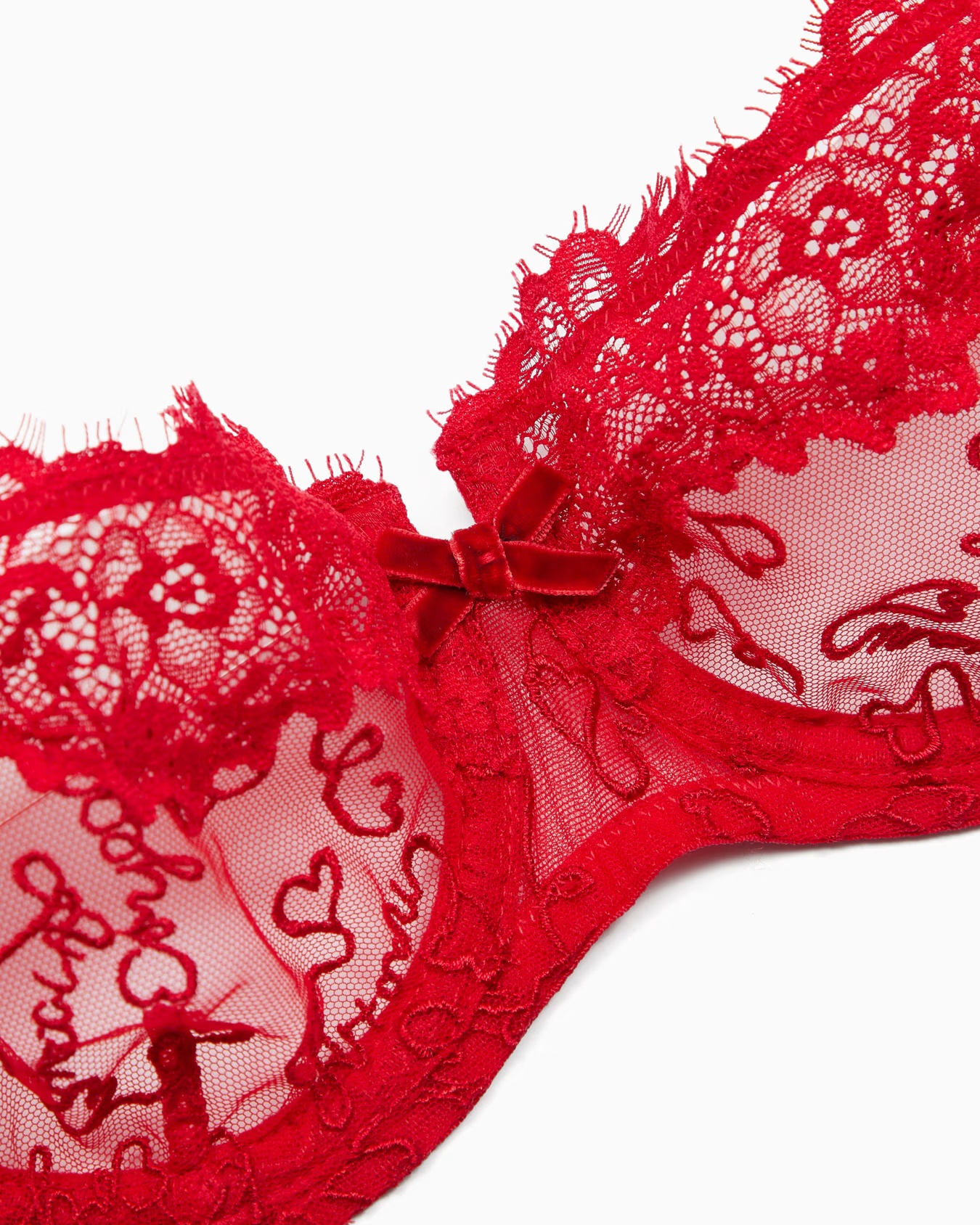 Mesh Balconette Bra With All-over Holidays Logo Embroidery - Armani
